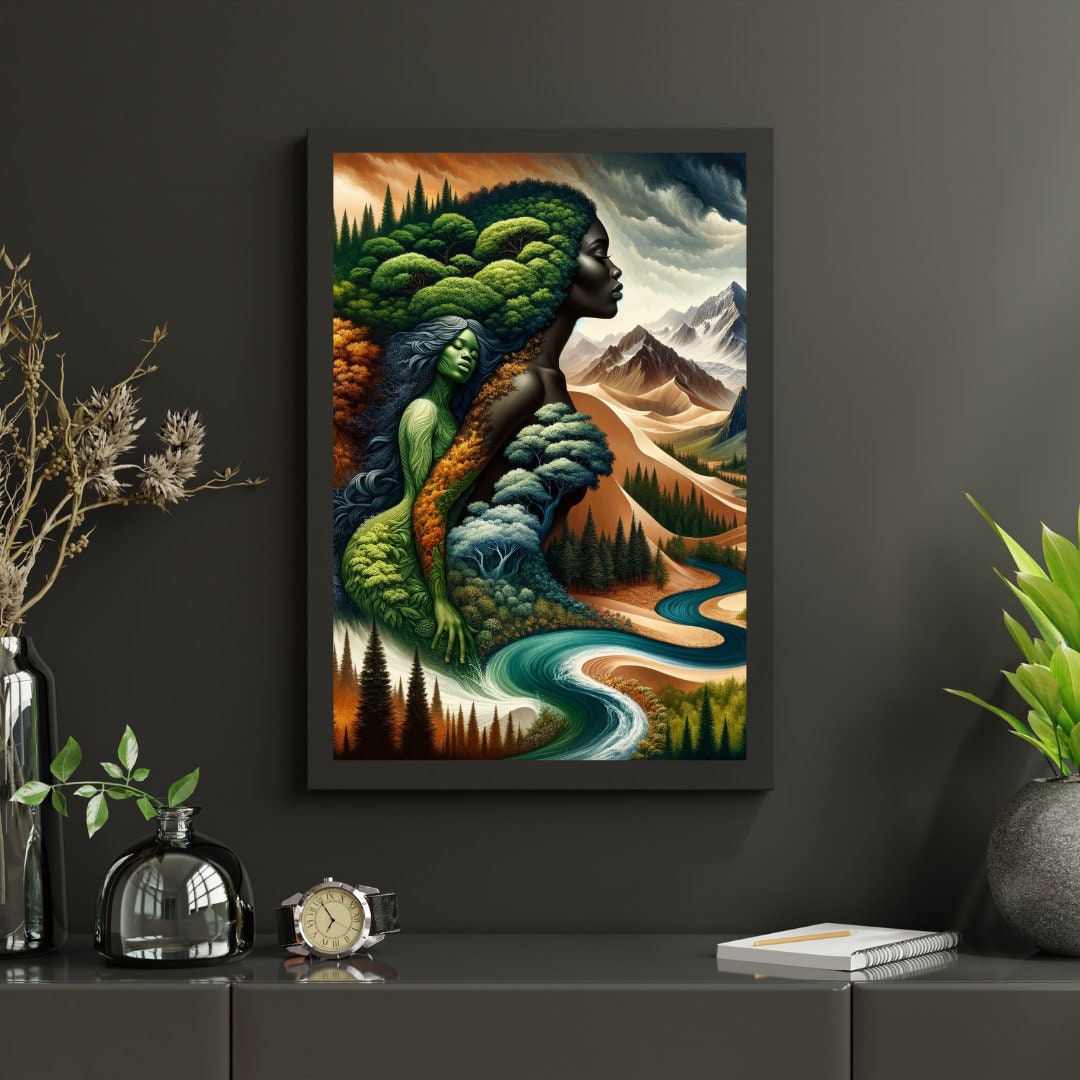 Nurture, Digital Prints, AI Art, Download Black Woman Portrait, Wall ...