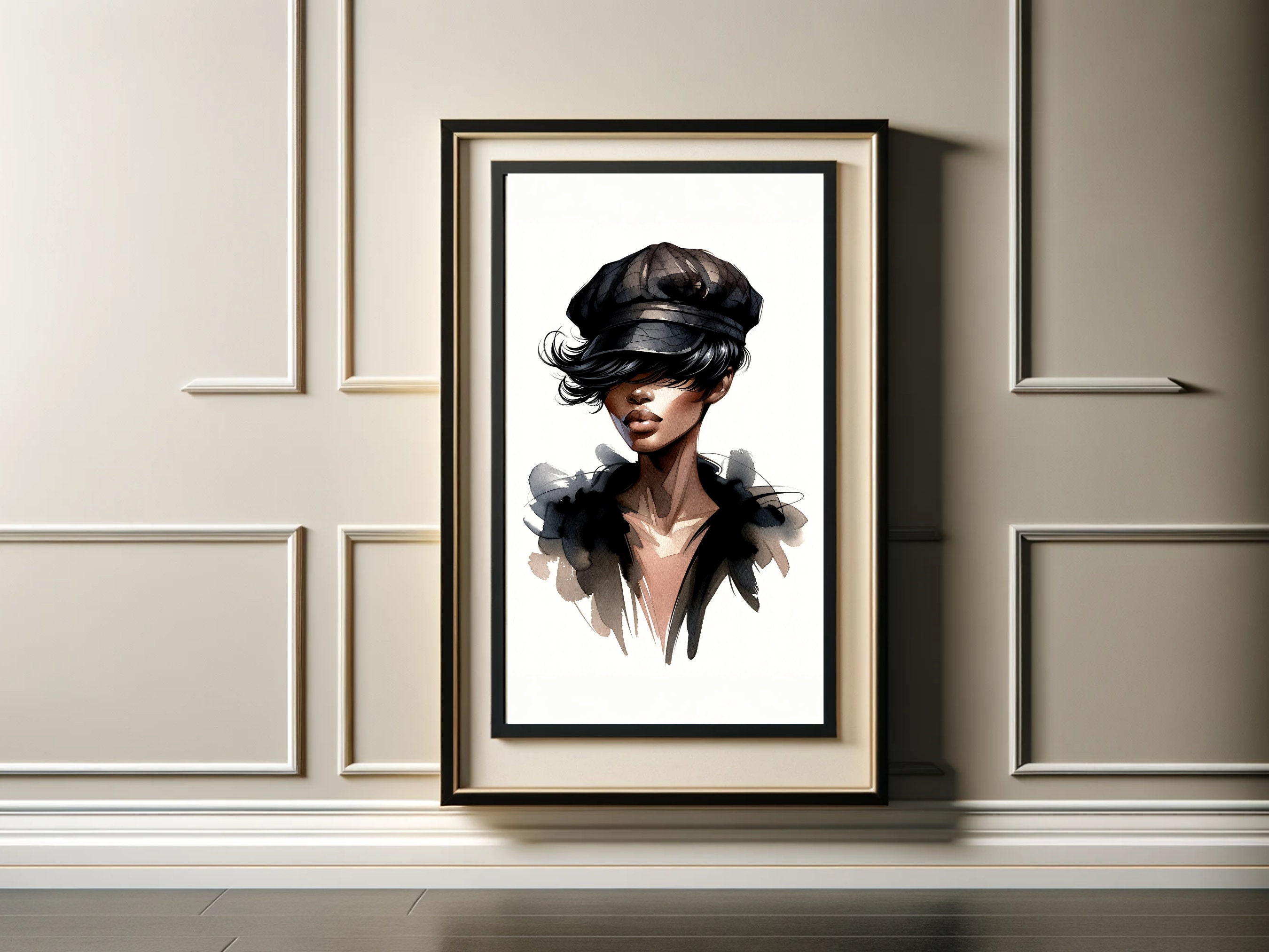 Lids, Posters, Digital Prints, AI Art, Download Black Woman Portrait ...