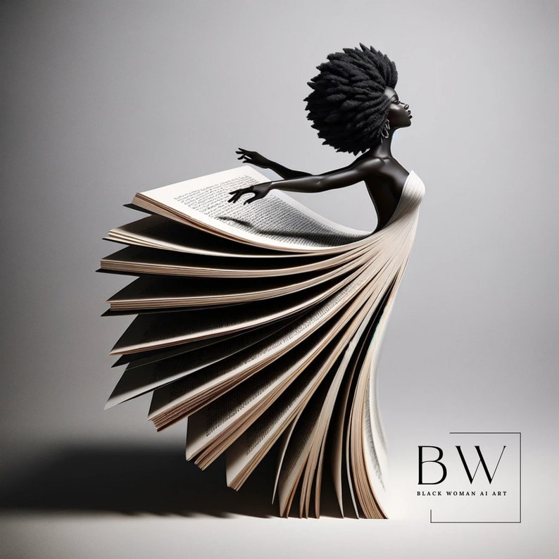 Prose in Motion, Digital Prints, AI Art, Download Black Woman Portrait ...