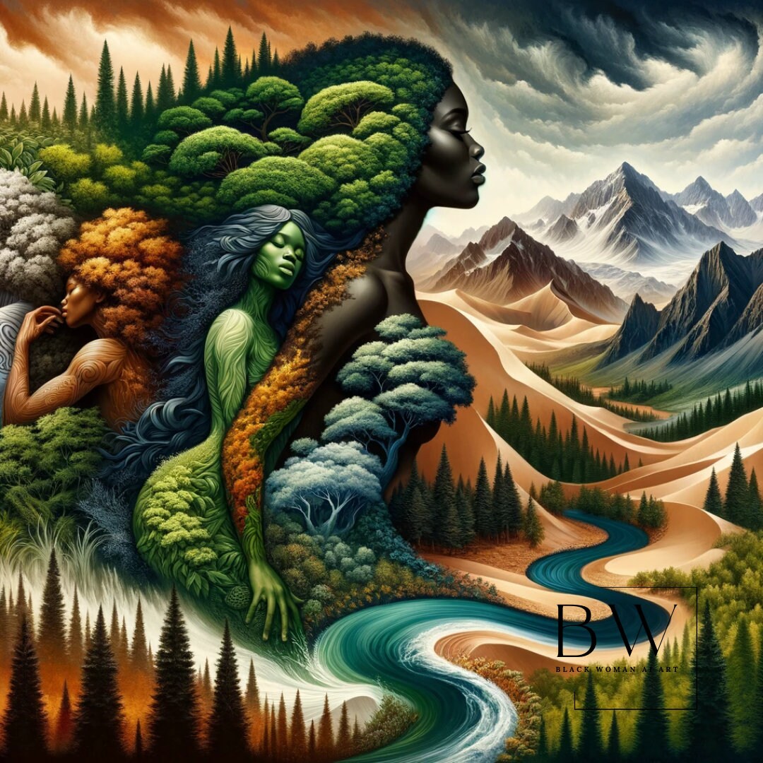 Nurture, Digital Prints, AI Art, Download Black Woman Portrait, Wall ...