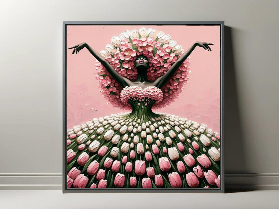 Flowers in Bloom, Digital Prints, AI Art, Download Black Woman Portrait ...