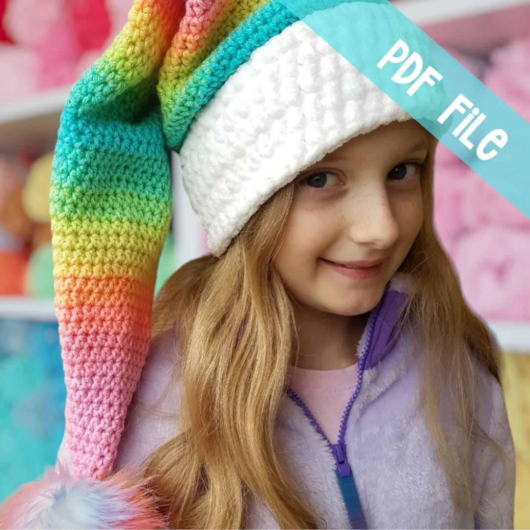 Crochet Santa Hat Pattern - Rainbow Santa Hat - Rainbow Christmas - Etsy
