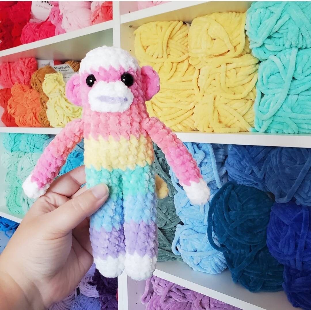 Pastel Rainbow Sock Monkey - Sock Monkey Doll - Monkey Plushie - Etsy