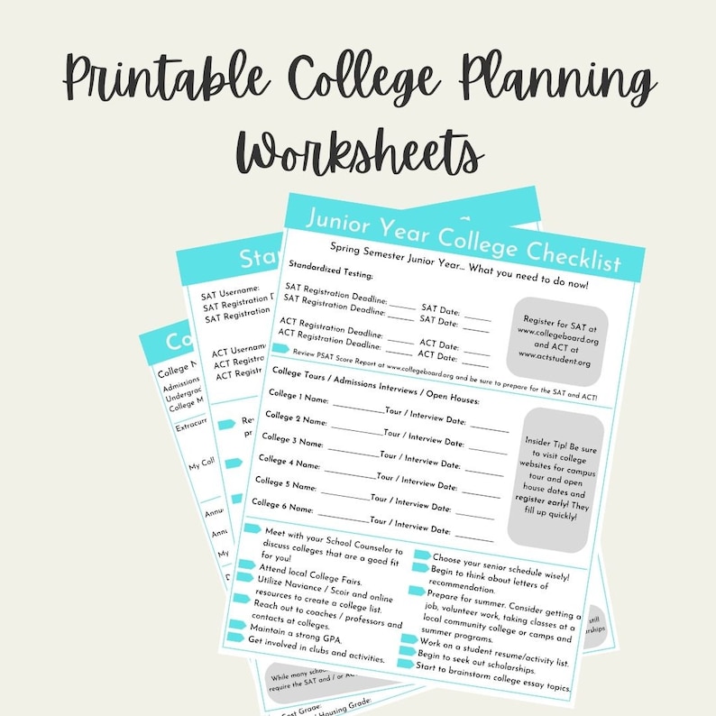 Senior Year College Decision Worksheet Planner for Digital Download - Etsy