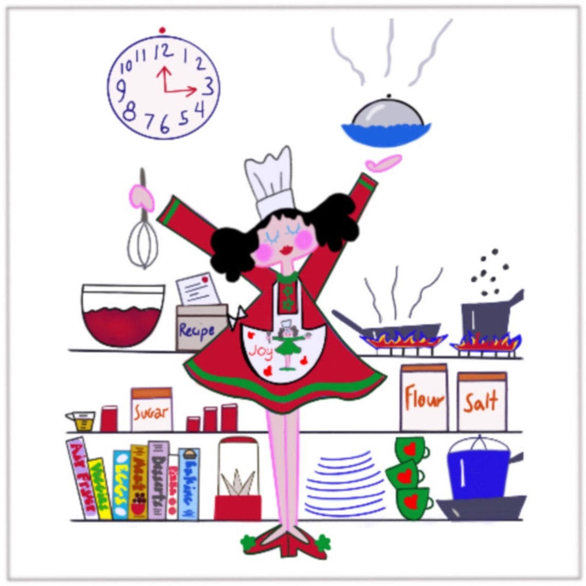 Custom Kitchen Needlepoint Canvas, Personalized Cooking Theme, Chef's ...