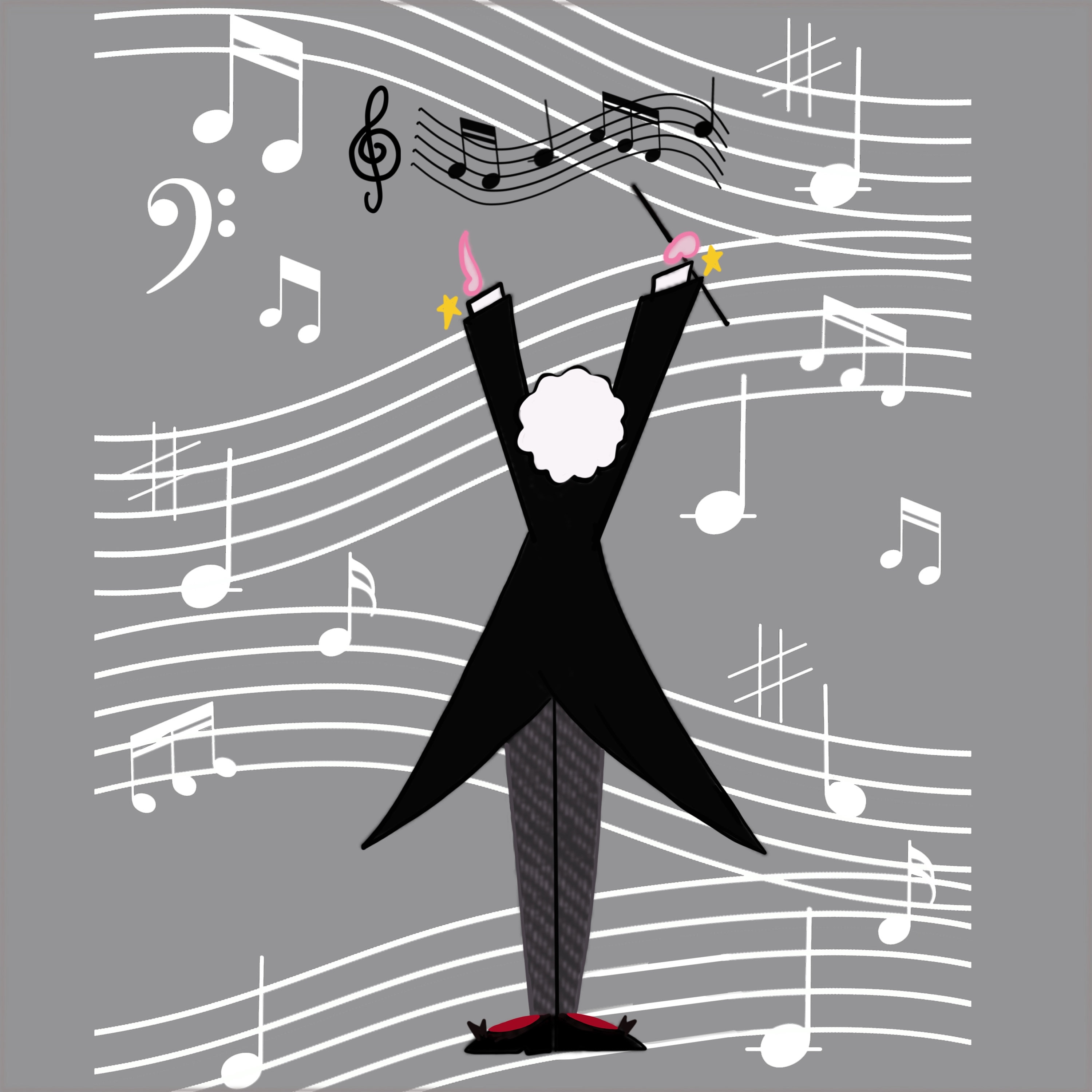 Musical Conductor Needlepoint Canvas | Hand-drawn Design, Custom Option ...