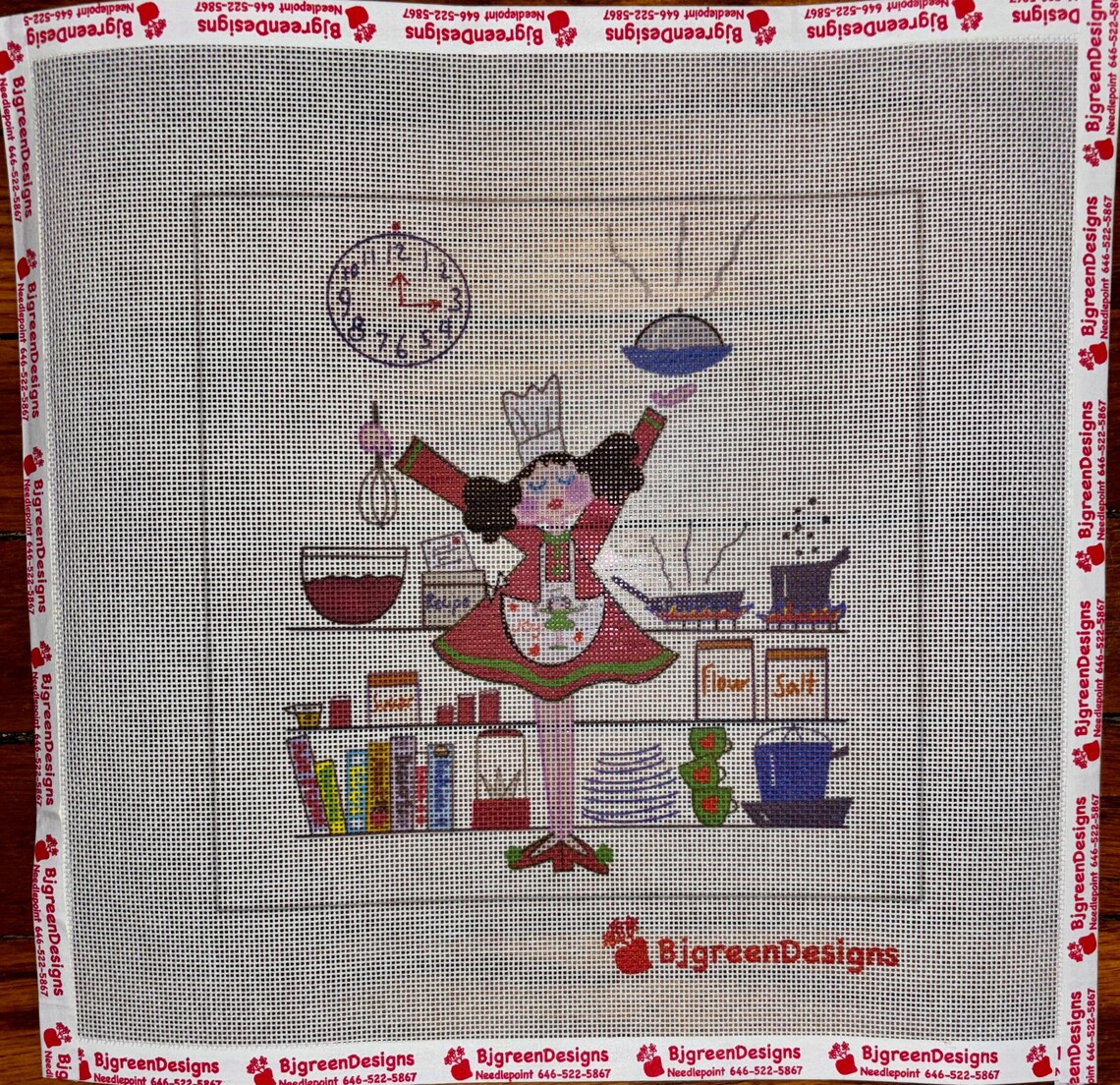 Custom Kitchen Needlepoint Canvas, Personalized Cooking Theme, Chef's ...