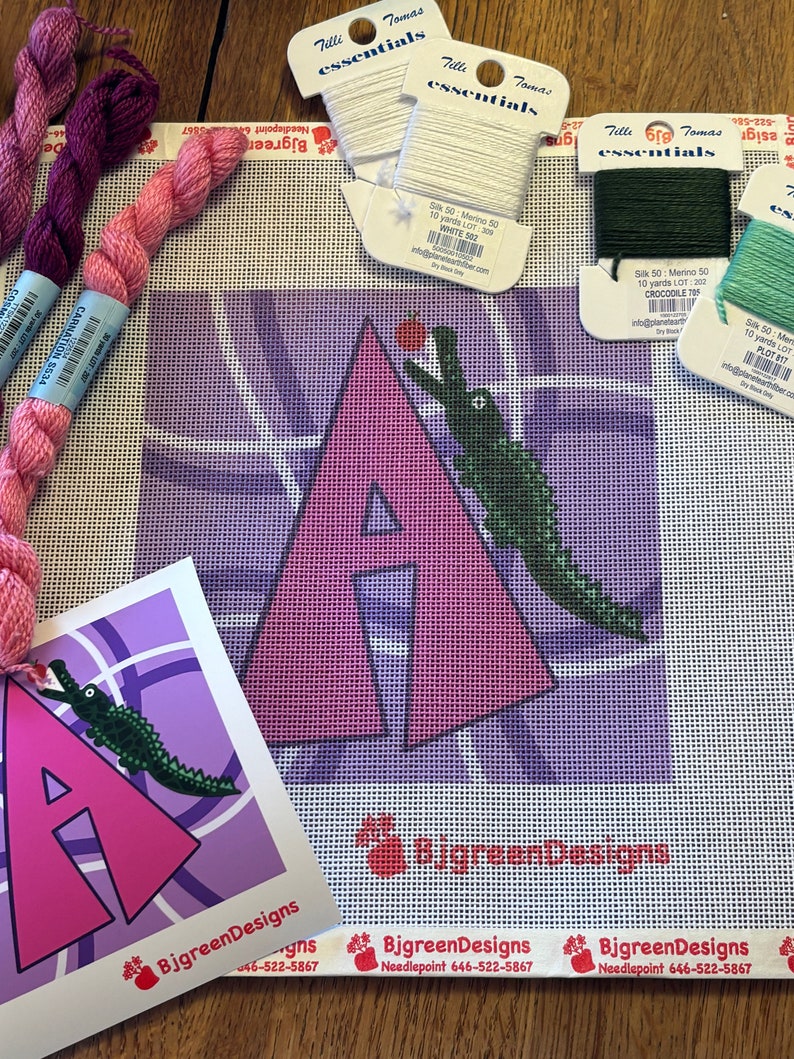 Custom Alphabet Letters Personalized Needlepoint, Optional Sudberry Box ...