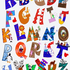 Alphabet Canvas Print, ABC Wall Art, Nursery Art, Nursery Decor, Childs ...