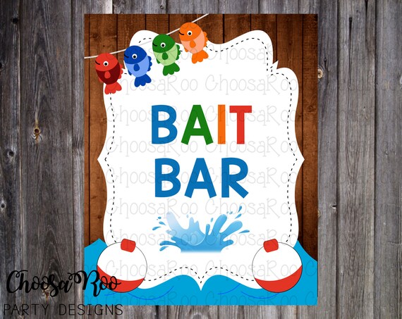 Fishing Party BAIT BAR Sign 8x10 easy to Print | Etsy