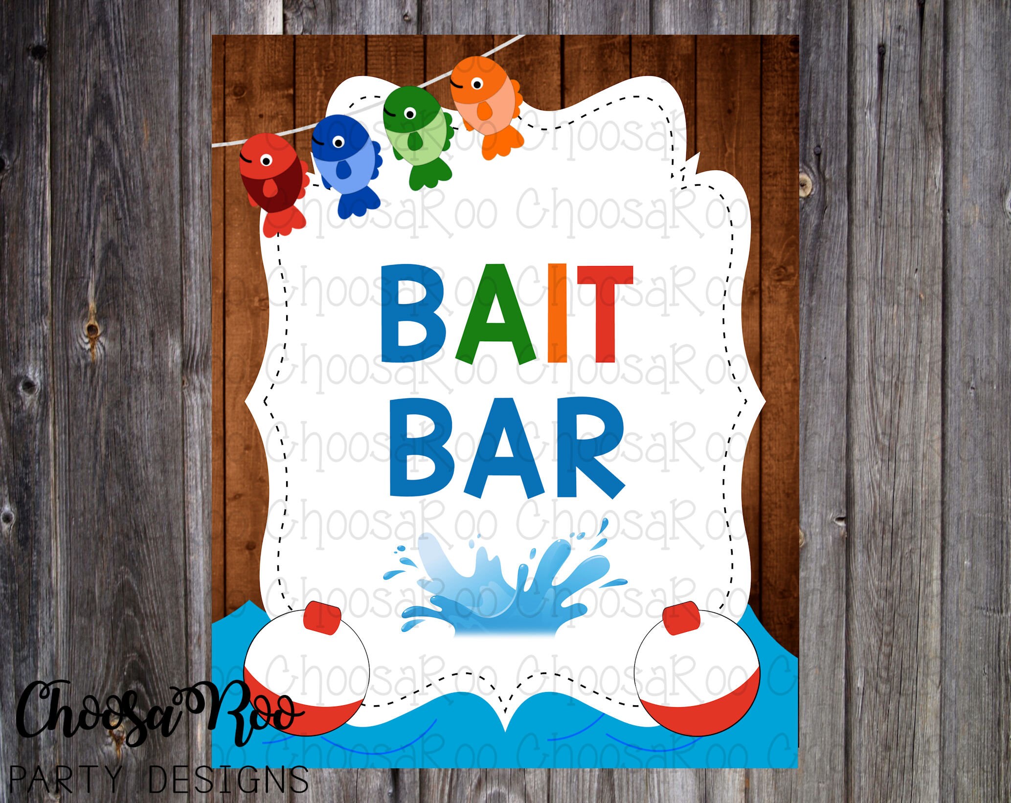Fishing Party BAIT BAR Sign 8x10 Easy to Print | Etsy