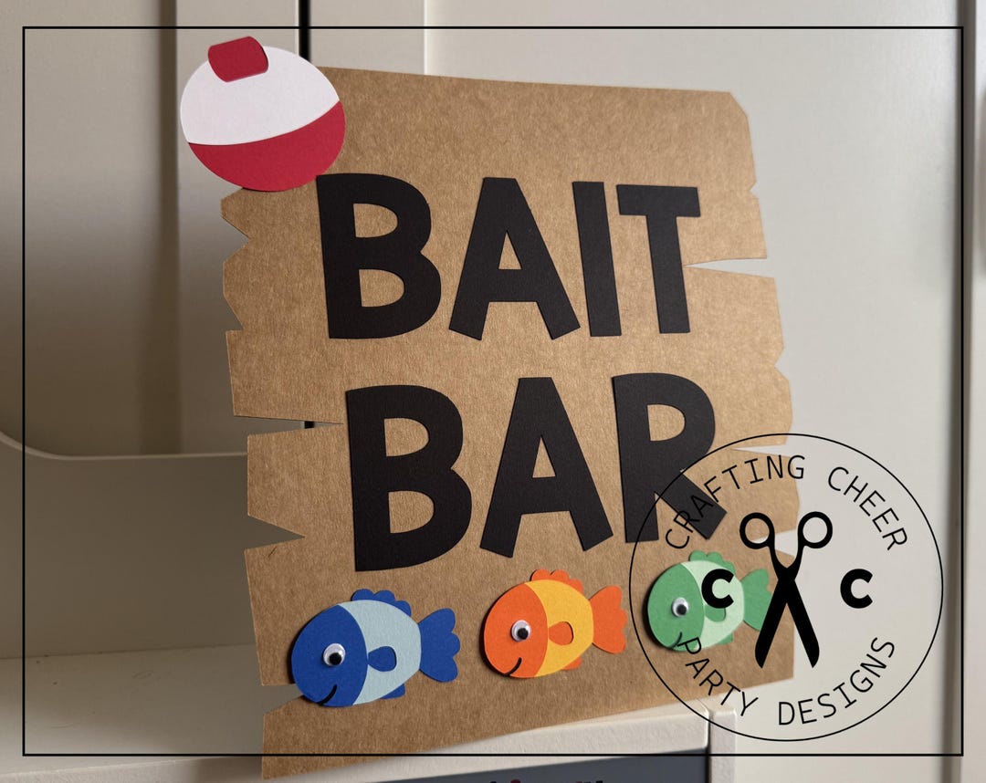 Fishing Party - BAIT BAR - Fish & Bobber Freestanding Sign *made to ...