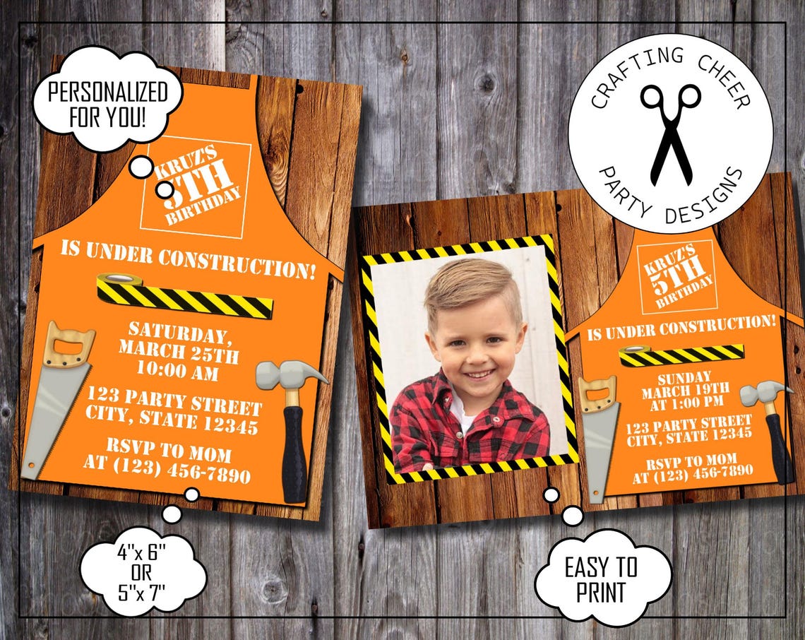 HOME DEPOT Inspired Party Invitation - PERSONALIZED Printable File - Etsy