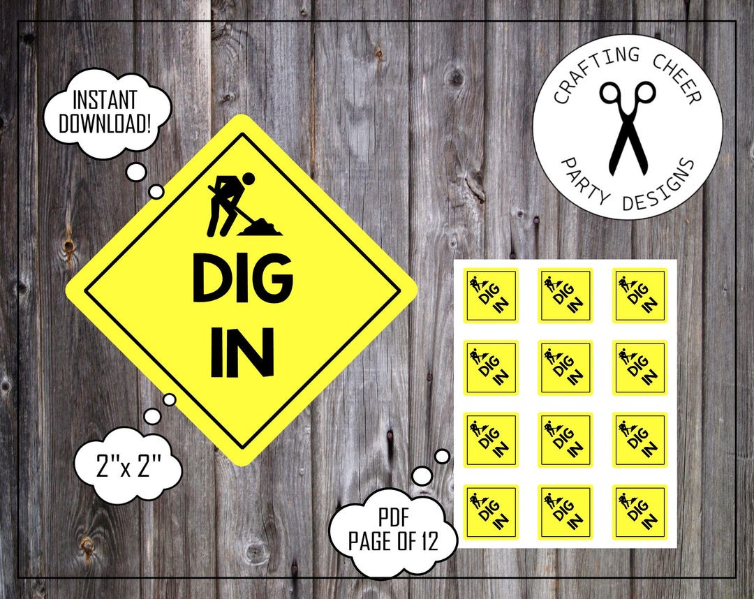 CONSTRUCTION Party - "dig In" Food/cupcake Toppers - Easy to Print! - Etsy
