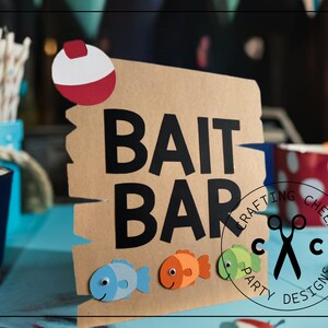 Fishing Party - BAIT BAR - Fish & Bobber Freestanding Sign - *bright ...