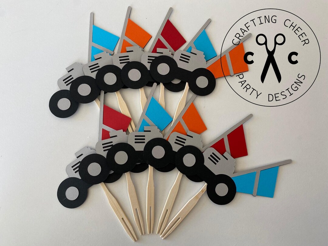 LAWN MOWER Birthday Party - Handmade Cupcake Toppers - Party Decoration ...