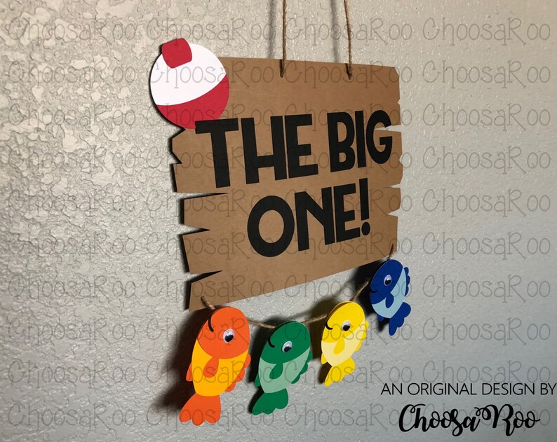 Fishing Party THE BIG ONE Fish & Bobber Paper Door Sign | Etsy