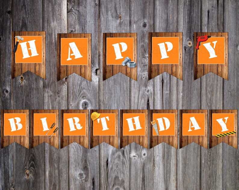 HOME DEPOT TOOL Printable Happy Birthday Banner Easy to | Etsy