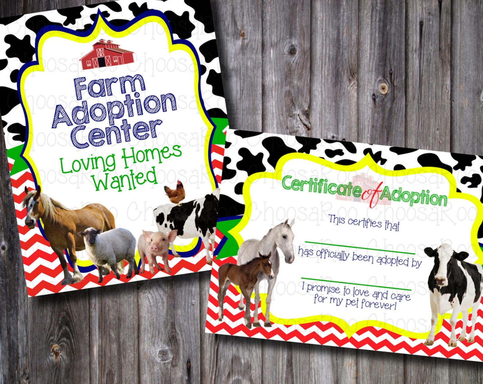 FARM PARTY Farm Animal ADOPTION Decor Certificate & Sign - Etsy