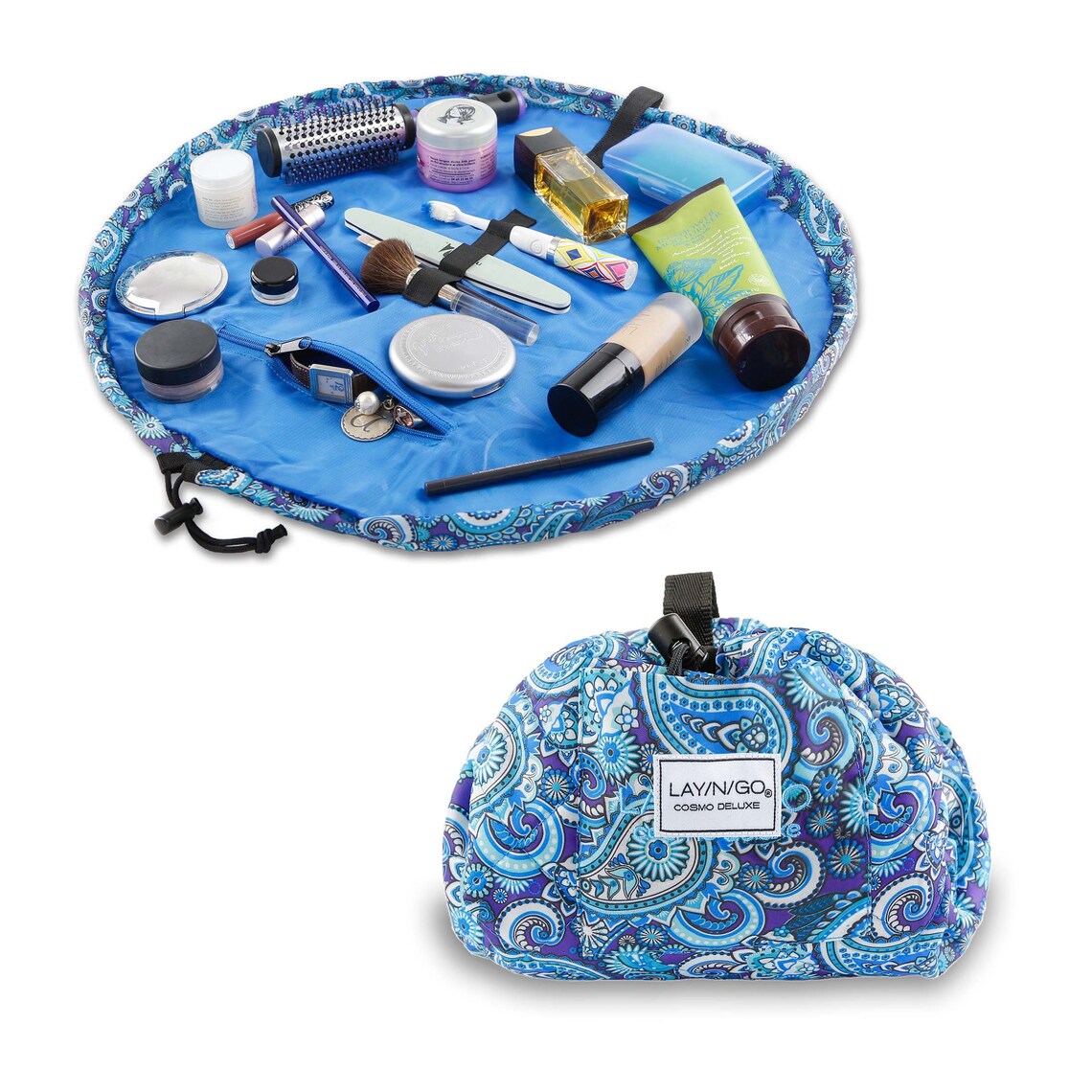 Lay-n-go COSMO DELUXE (22") : Blue Paisley Cosmetic Bag, Travel ...
