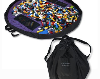 Lay-n-go LIFESTYLE 44: Black/blue Play Mat, Toy Storage Bag - Etsy