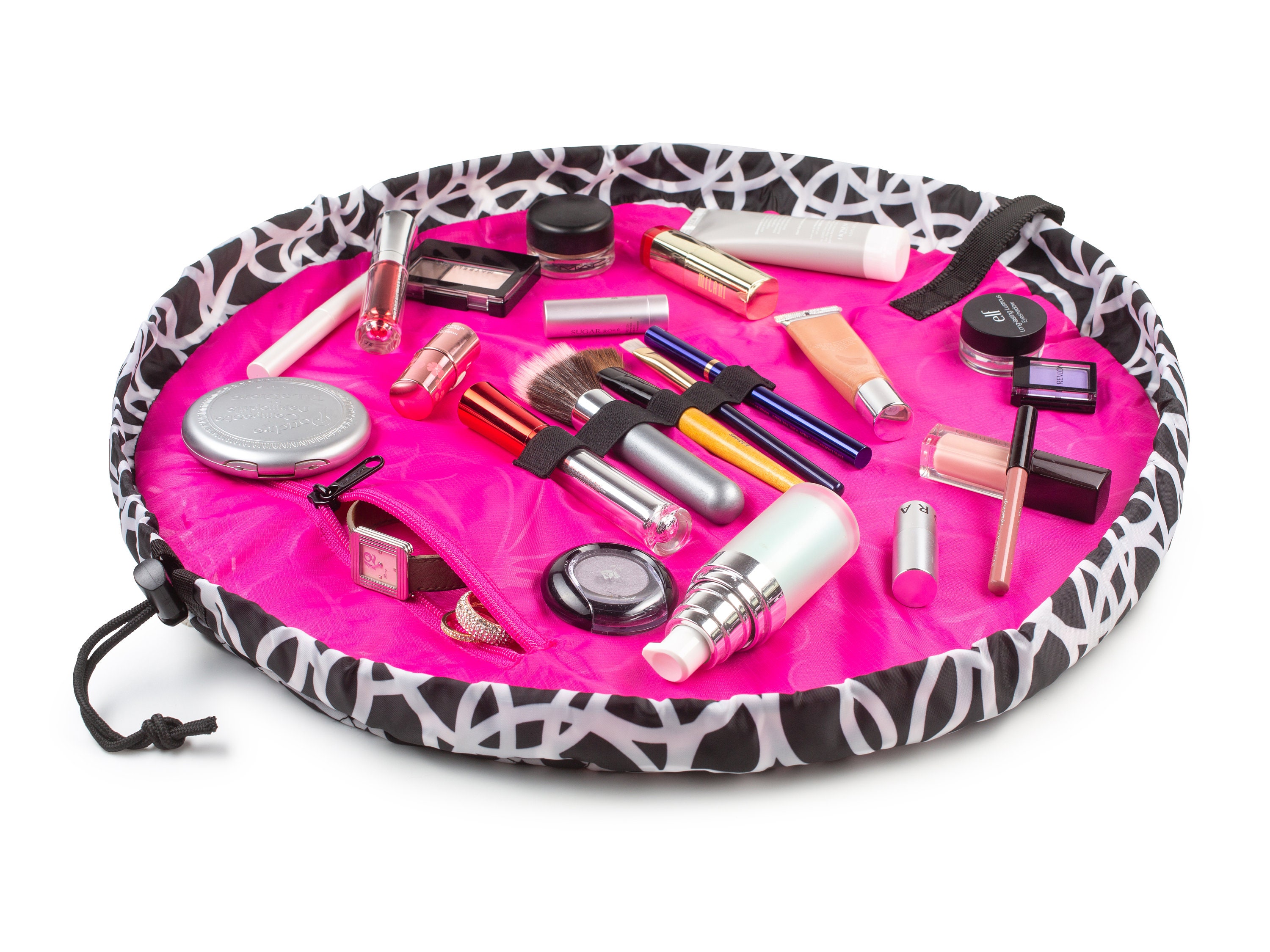 Lay-n-go COSMO (20") : Black and Pink Rings Cosmetic Bag, Travel ...