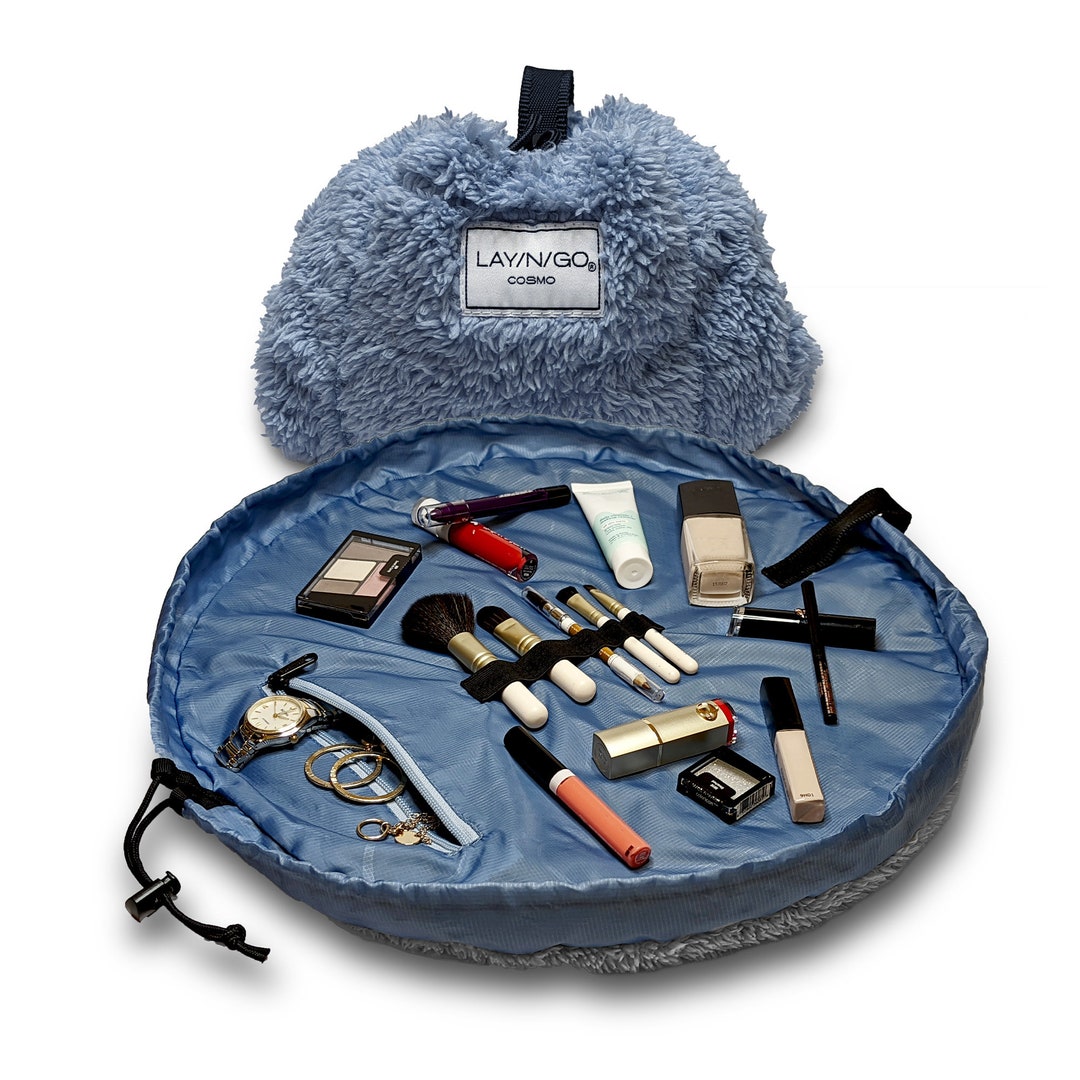 Lay-n-go Comfort Collection COSMO (20") Blue Fuzzy Cosmetic Bag, Travel ...