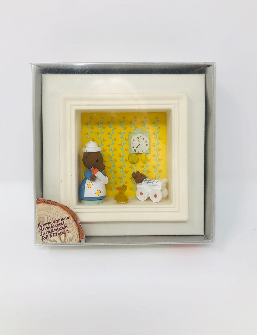 Vintage SEVI Wood Carved Toys in Shadow Box Wall Decor Hand Crafted in ...