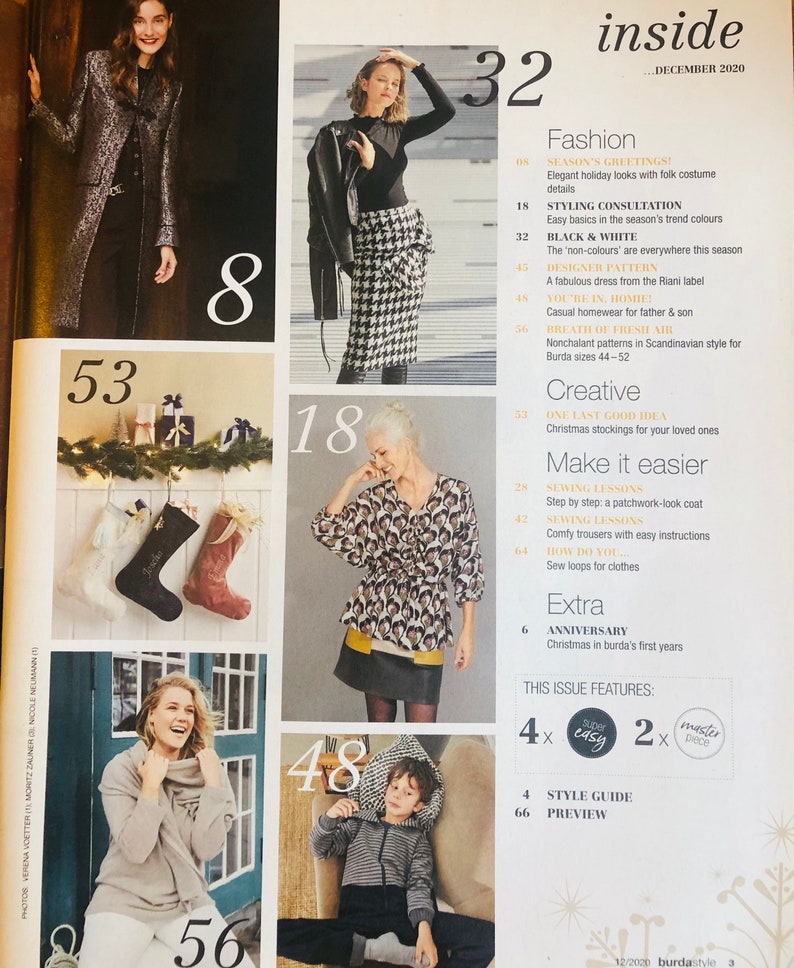 Burda Style Magazine December 2020 Includes Sewing Patterns - Etsy