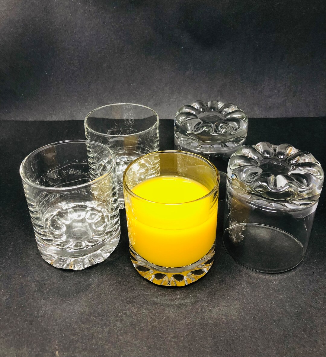 Bumpy Base Old Fashioned Rock Glasses Clear Set of 5 Whiskey Cocktail ...