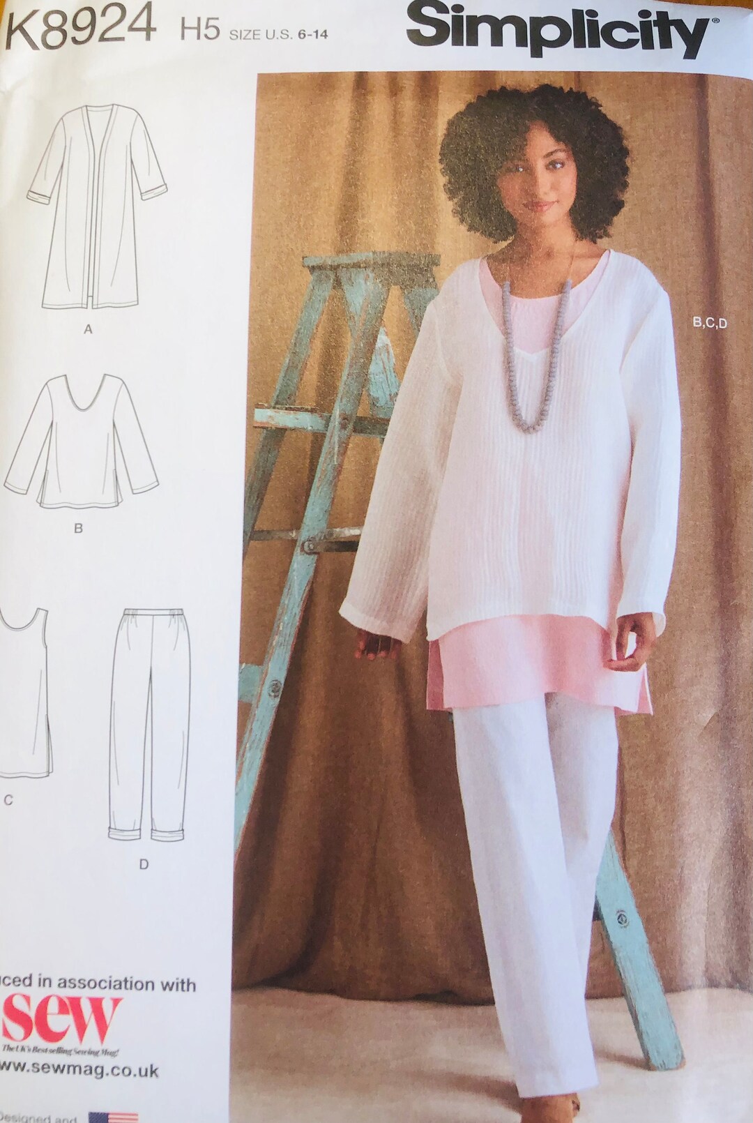 Simplicity 8924 Sewing Pattern Womens Long Straight Jacket, Sleeveless ...