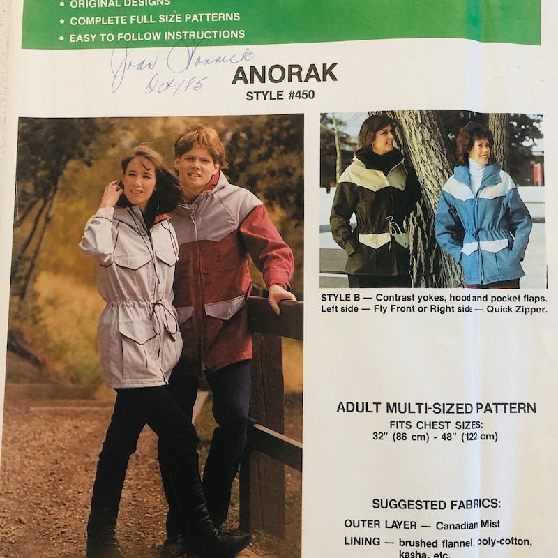 Anorak Sewing Pattern - Etsy