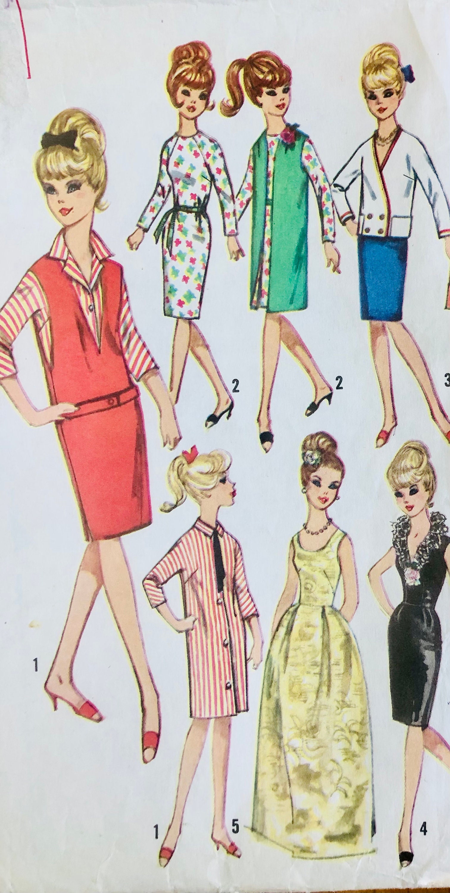 Vintage 1960s Barbie Midge Doll Clothes Pattern Simplicity Sewing ...