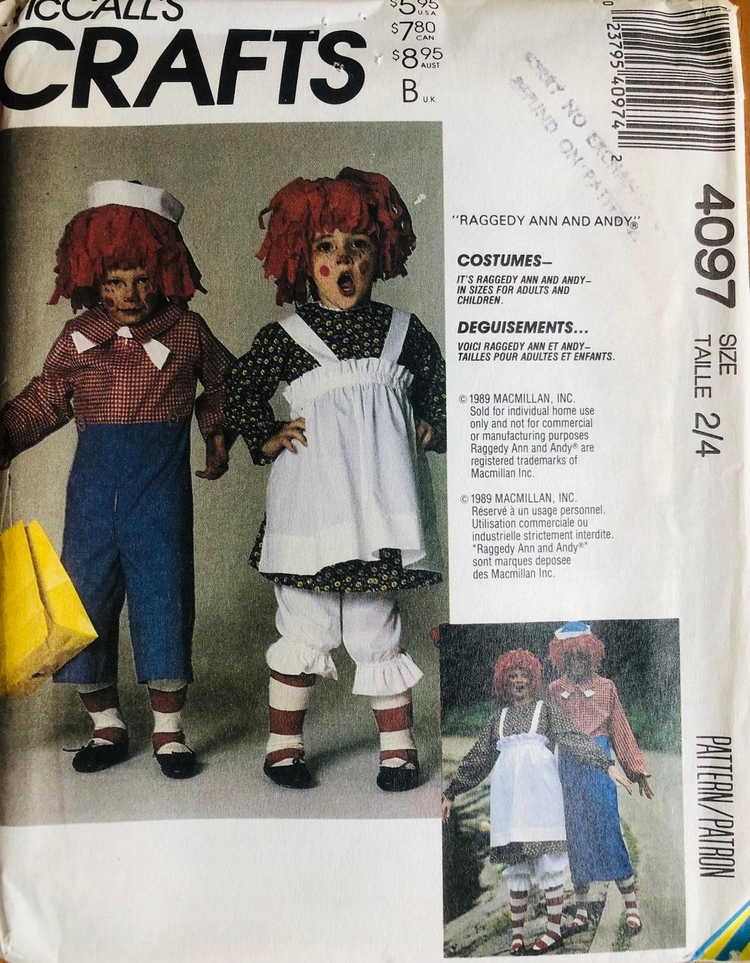 Child Costume Raggedy Ann Raggedy Andy Dress Apron Bloomers Jumpsuit ...