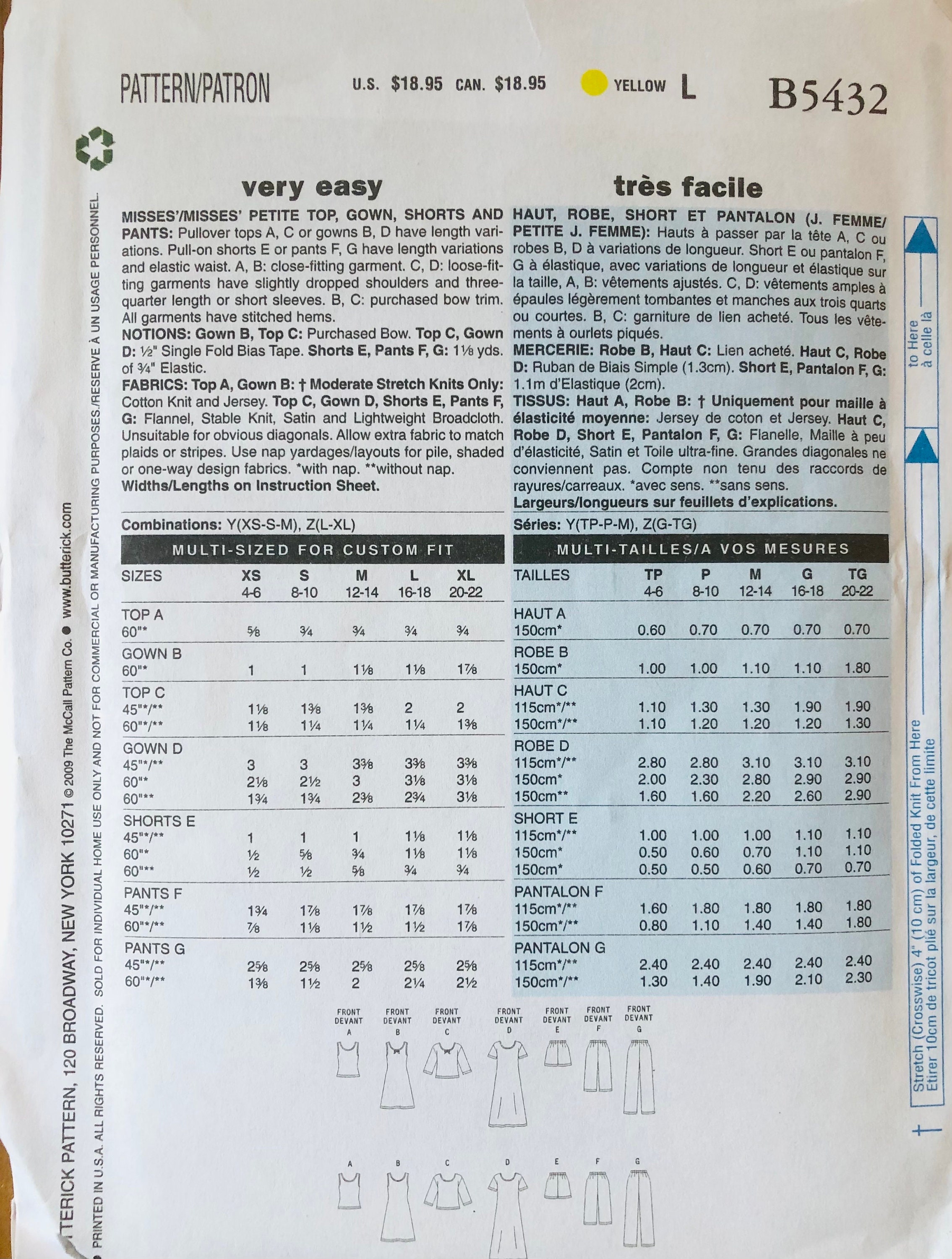 Butterick 5432 Easy Sewing Pattern Misses Camisole Tank Top - Etsy