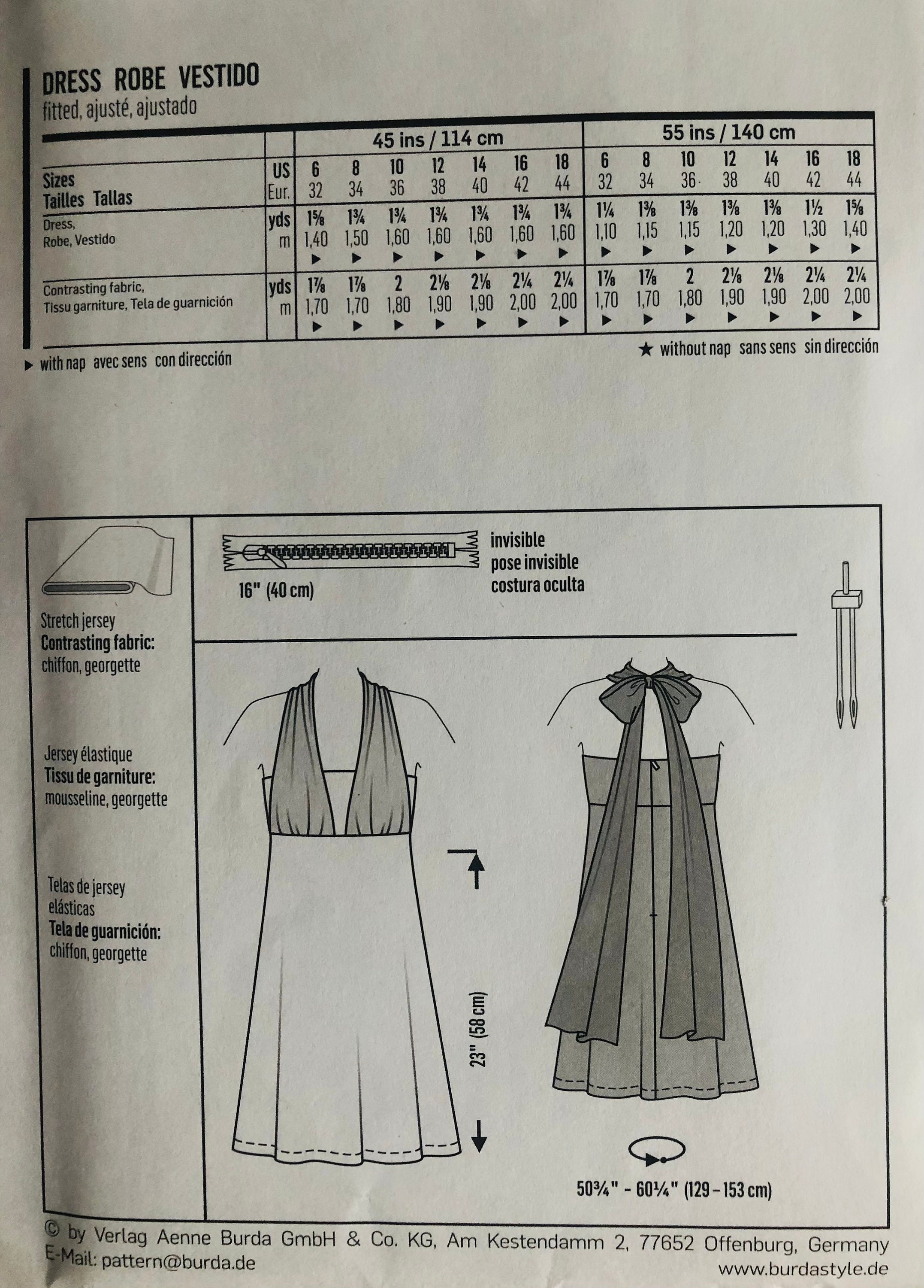 Burda Sewing Pattern 7352 Misses Womans Strapless Dress & Scarf Create ...