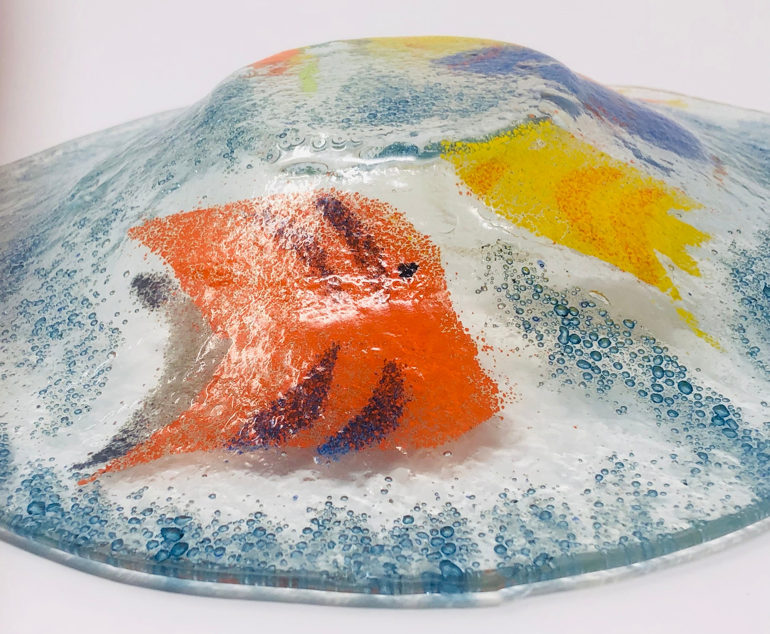 Fused Glass Bowl With Tropical Fish Water Bubbles Pattern Unique ...