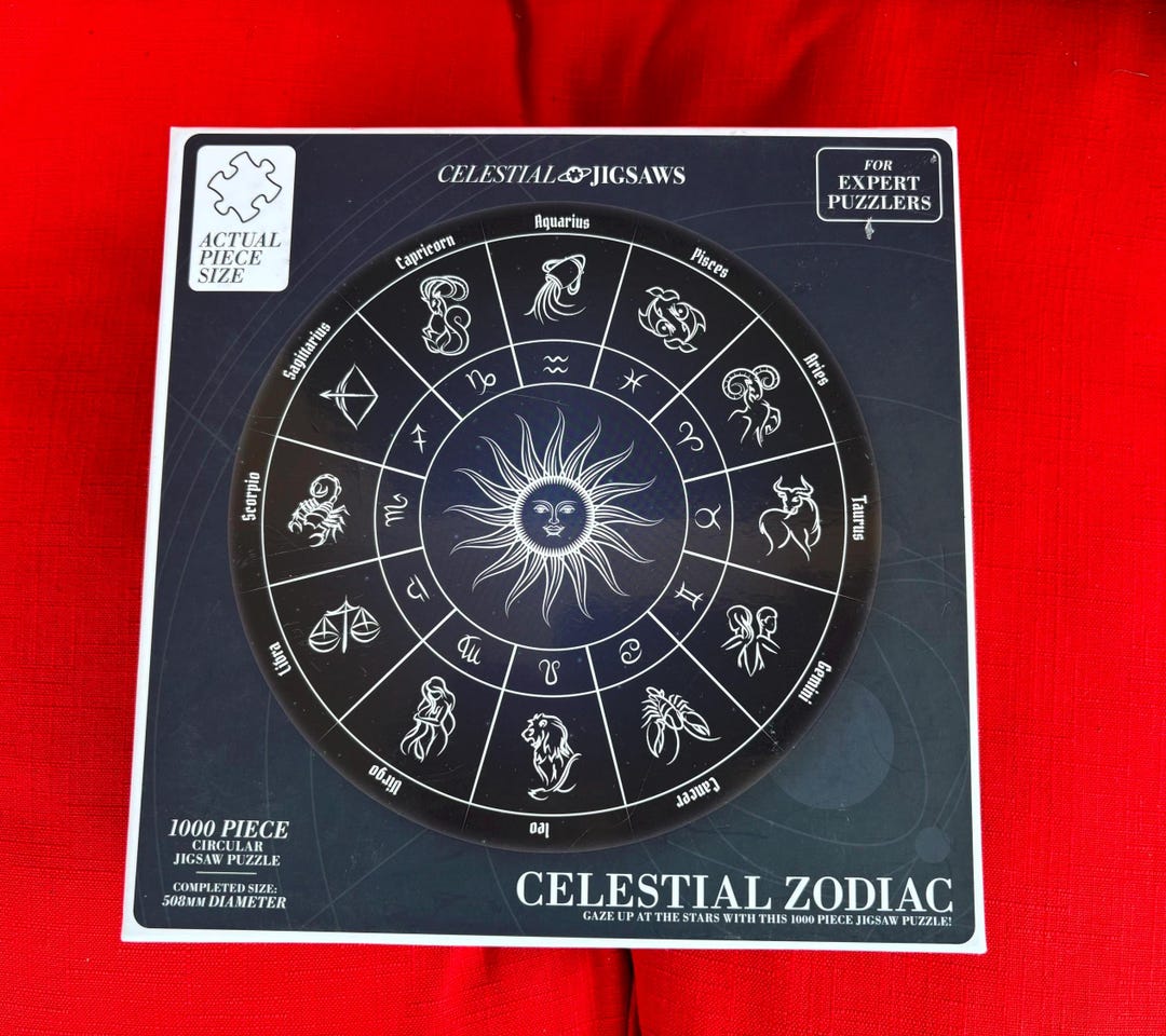 Celestial Zodiac 1000 Piece Round Circular Jigsaw Puzzle Black and ...