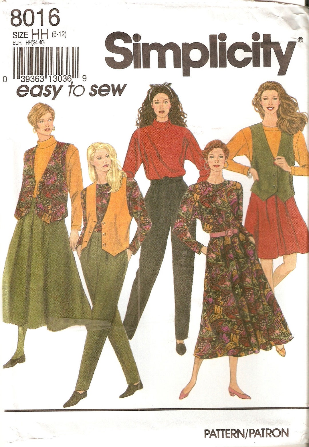 Simplicity 8016 Misses Easy to Sew Flared Skirt in Two Lengths Lined ...