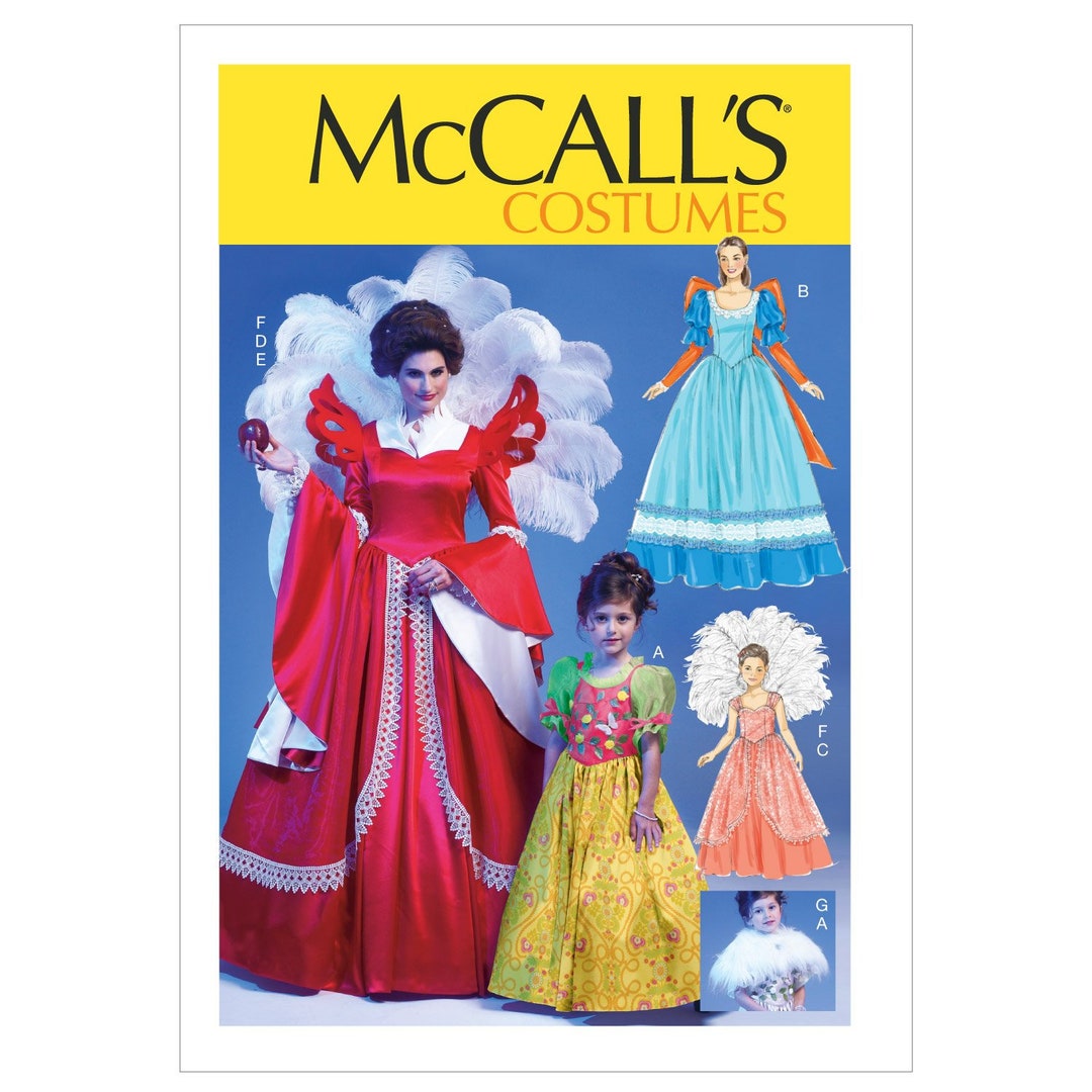 Mccalls Costume Pattern 6629 Children Girls Fairy Tale Princess Make Believe Dresses Large Bow ...