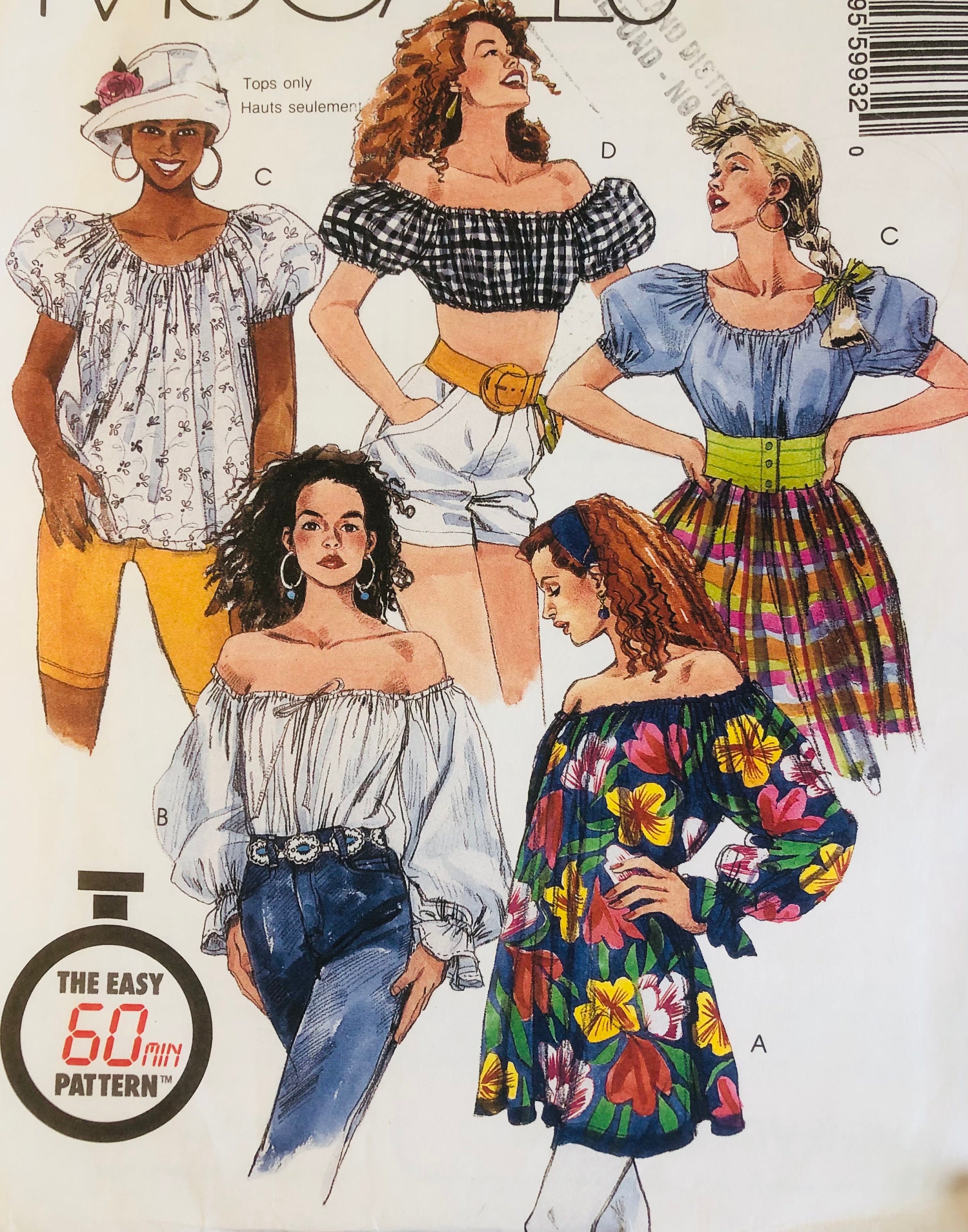 Off Shoulder Peasant Tops Sewing Pattern Mccalls 5993 Three - Etsy