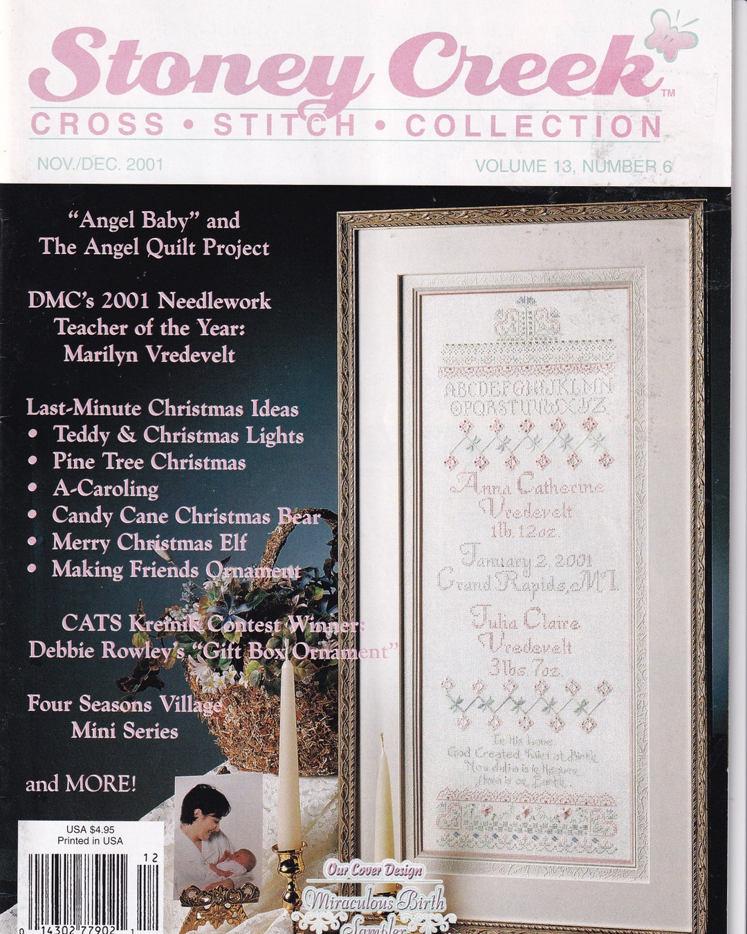 November 2001 Stoney Creek Cross Stitch Collection Magazine: Cover Design Miraculous Birth ...