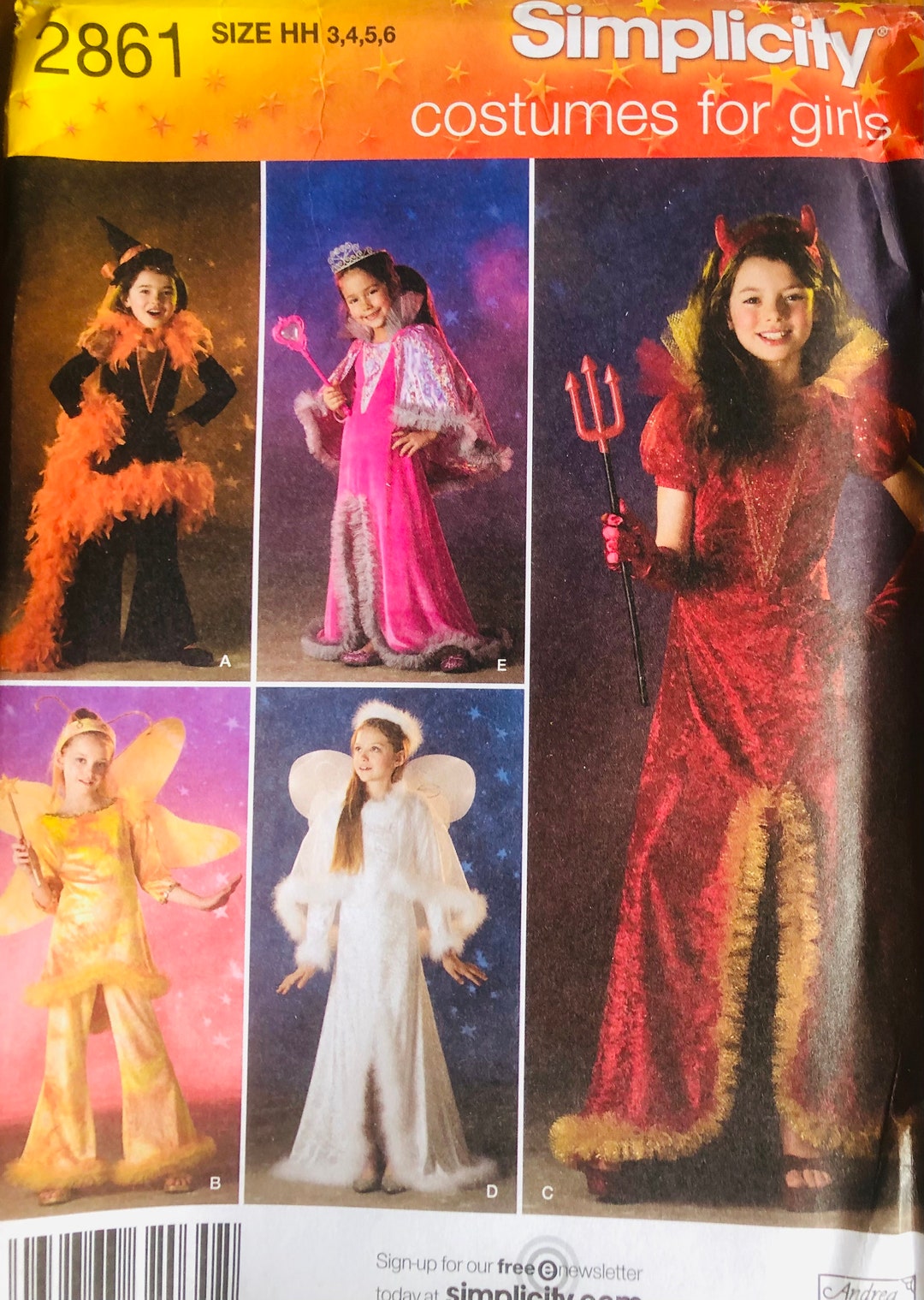Girls Costume Pattern Hippie Fairy, Angel, Witch, Devil, Princess ...
