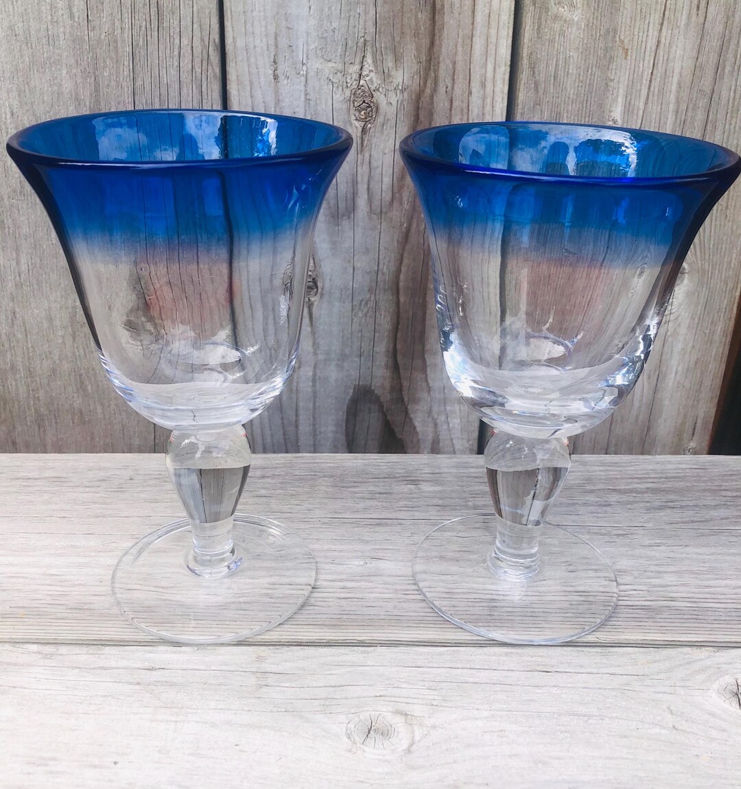 Vintage Mexican Glass Wine Margarita or Water Glasses Set of 2 Pier 1 ...