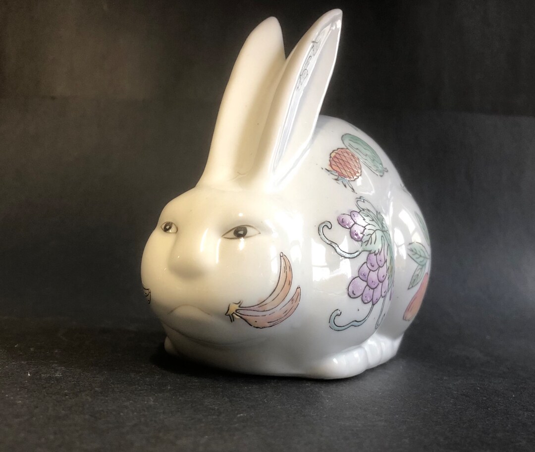 Large Ceramic Porcelain Rabbit Made in China Handpainted Fruit Design ...