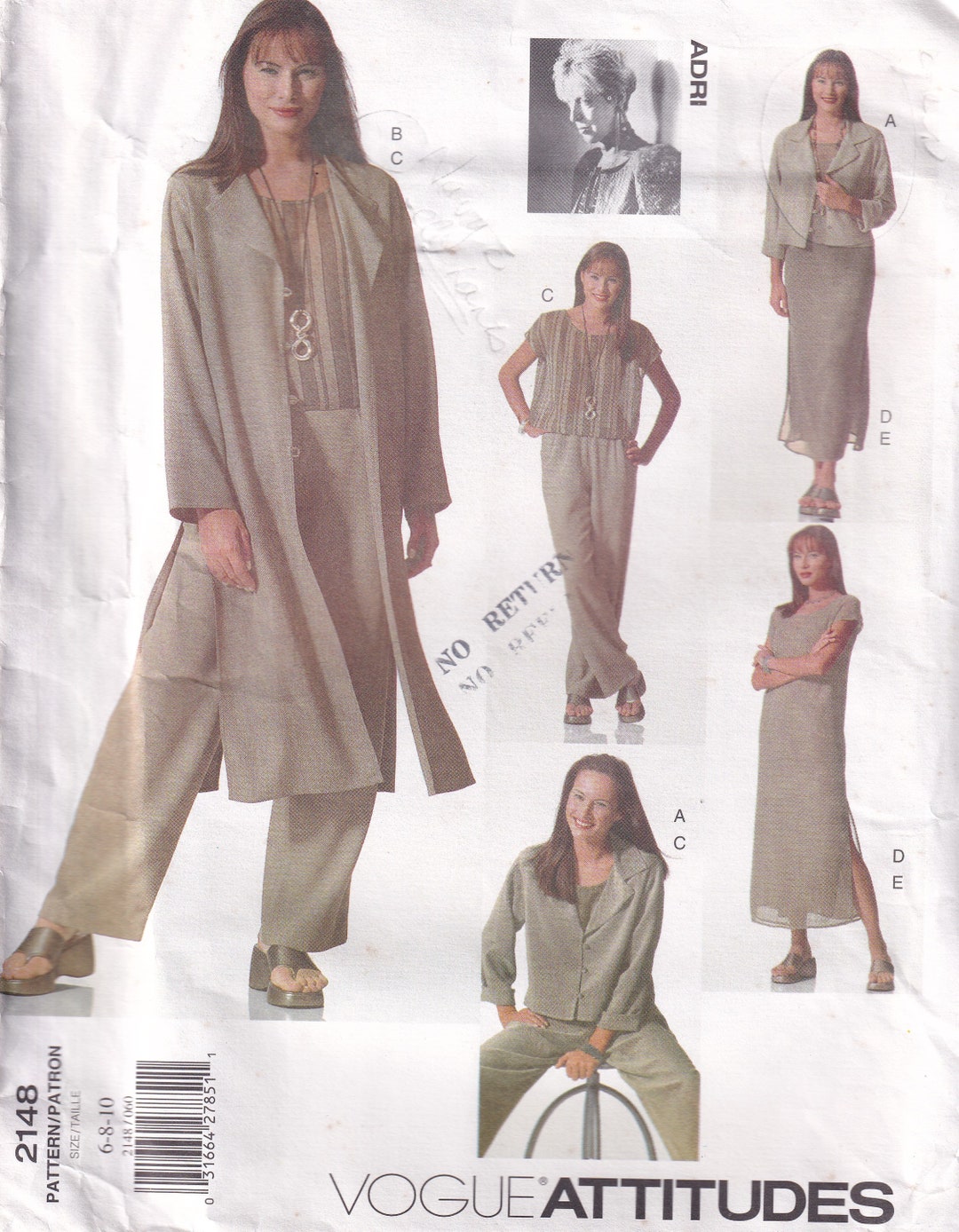Vogue Attitudes Pattern 2148 Adri Design Loose Fit Jacket or Duster ...