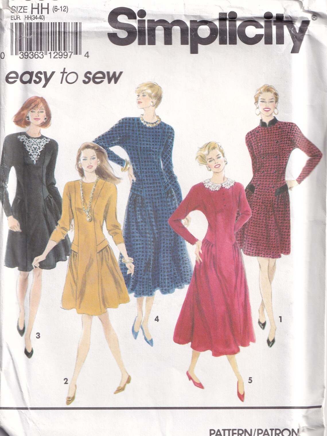 1990s Simplicity Sewing Pattern 7998 Misses Fit and Flare Dress ...