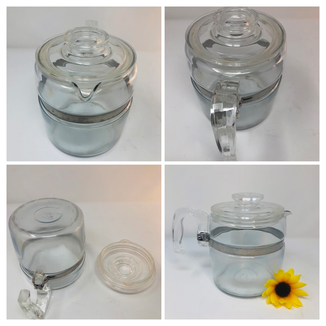 Vintage Glass Pyrex Stovetop Coffee Pot Percolator Pyrex Flameware 7756 ...