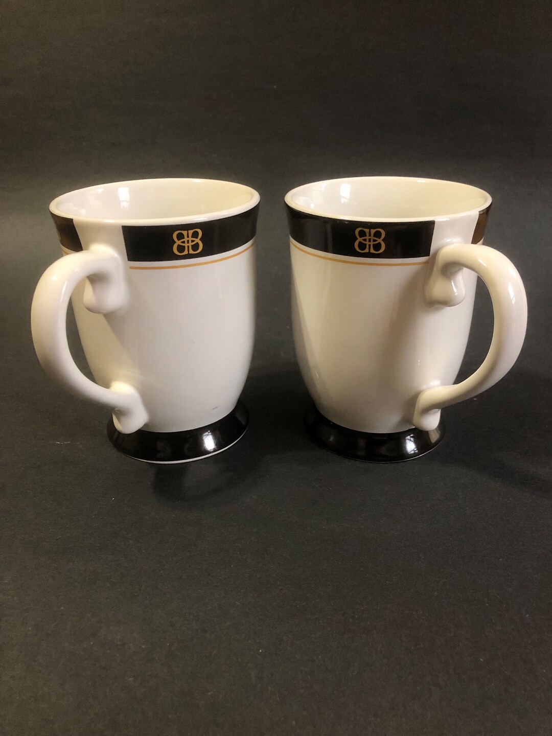 White Ceramic Baileys Irish Cream Vintage Mugs 1980s Set of 2 Black ...