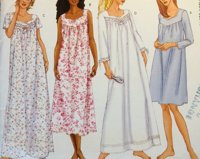 Butterick 6838 Sewing Pattern Misses Womans Nightgowns Nightshirts Long